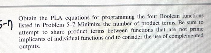 Solved Obtain The Pla Equations For Programming The Four 