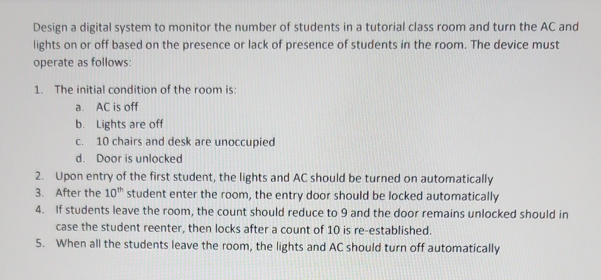 Solved Design a digital system to monitor the number of | Chegg.com