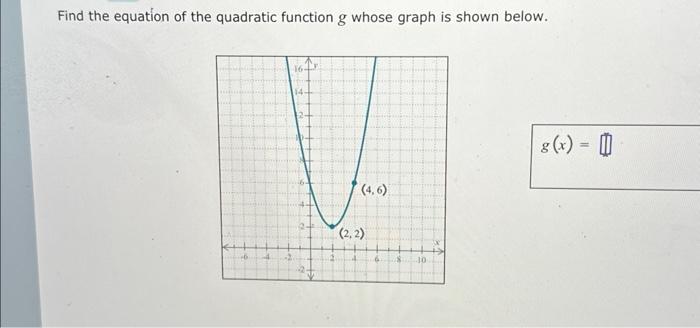 Solved Find the equation of the quadratic function g whose | Chegg.com