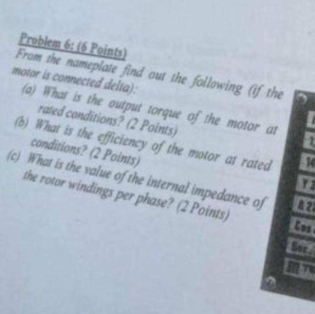 Solved Problem 6 6 Points Frow The Naveplate Find Out The