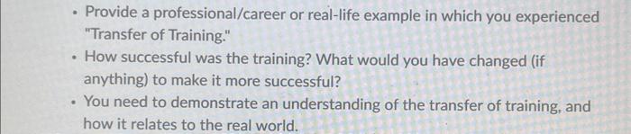 Solved - Provide a professional/career or real-life example | Chegg.com