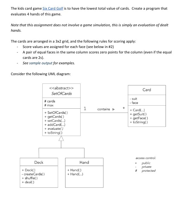 The kids card game Six Card Golf is to have the | Chegg.com