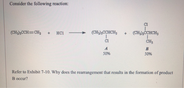 Solved Consider the following reaction: СІ (CH3)3CCH=CH2 + | Chegg.com