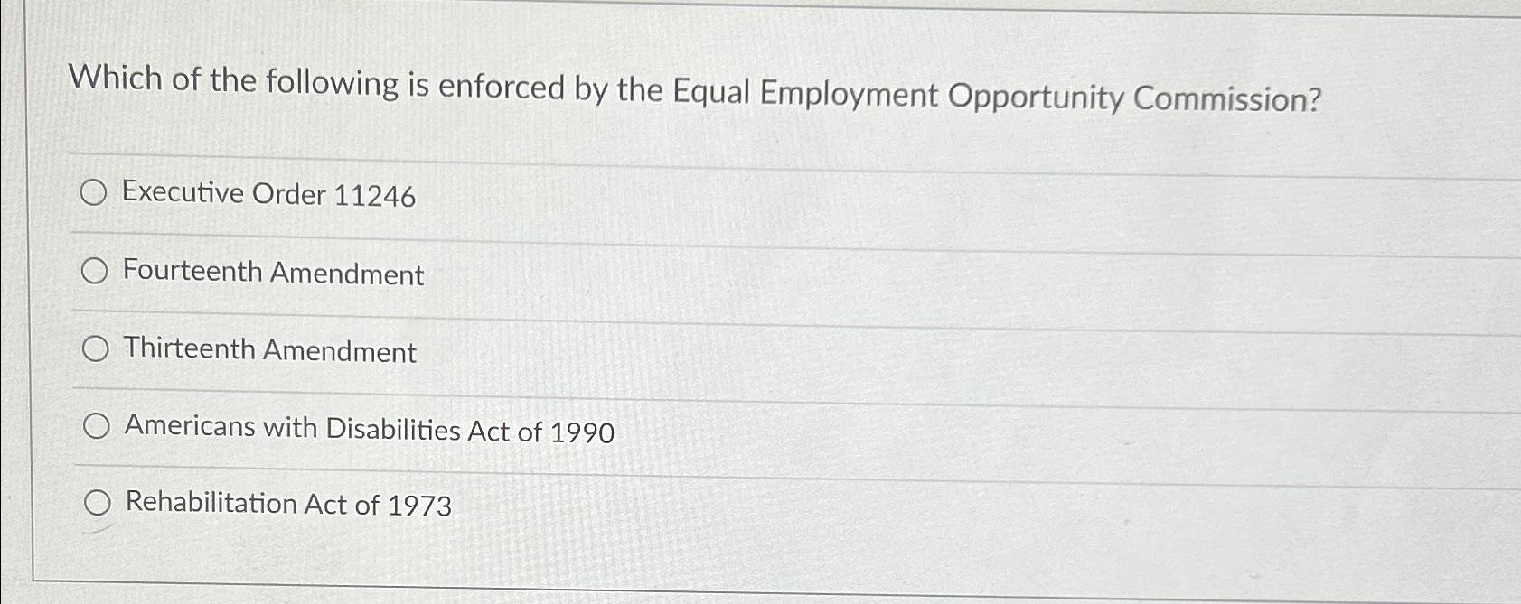 Solved Which of the following is enforced by the Equal | Chegg.com
