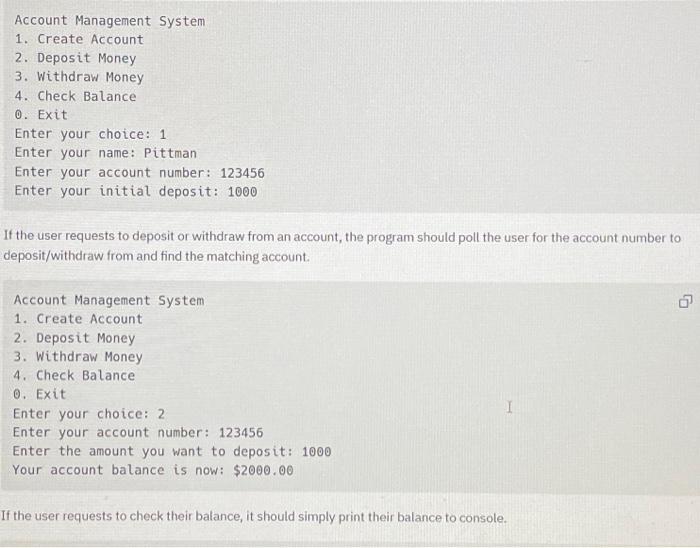 Solved Write a C program which simulates a bank account. The | Chegg.com