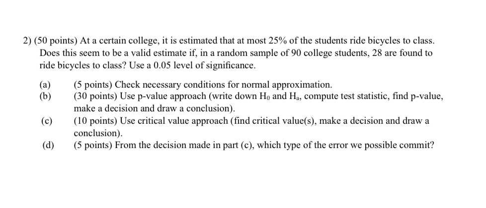 Solved (50 ﻿points) ﻿At a certain college, it is estimated | Chegg.com