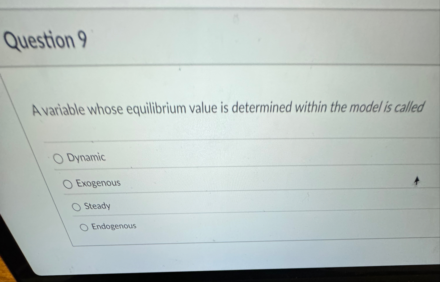 Solved Question 9A variable whose equilibrium value is | Chegg.com