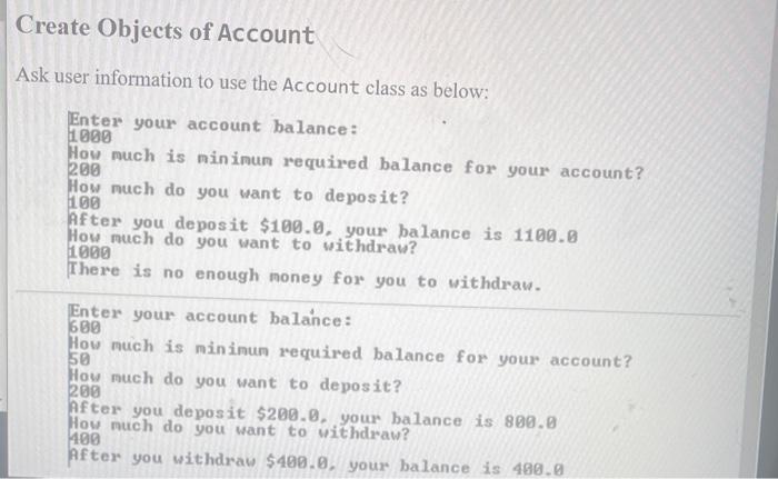 Solved Create a class Account eclare and implement a class | Chegg.com