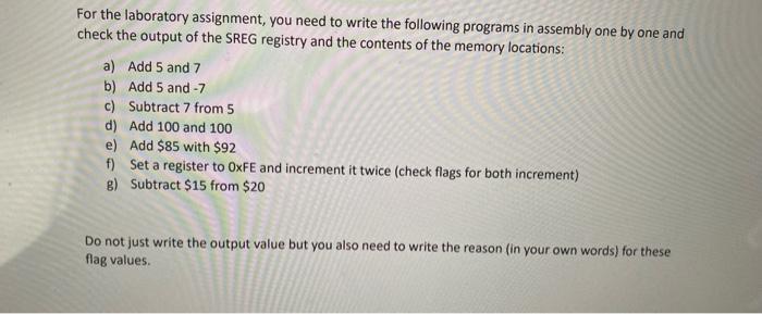 Solved ASSEMBLY LANGUAGE For the laboratory assignment, you | Chegg.com