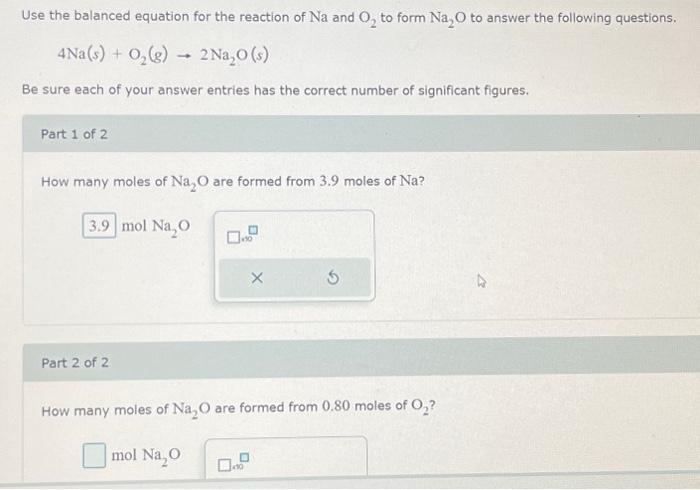 Solved Use the balanced equation for the reaction of Na and | Chegg.com