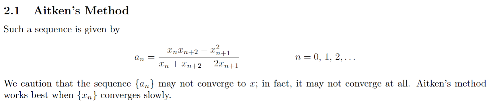 Write a MATLAB function MyAitkenMethod with inputs | Chegg.com