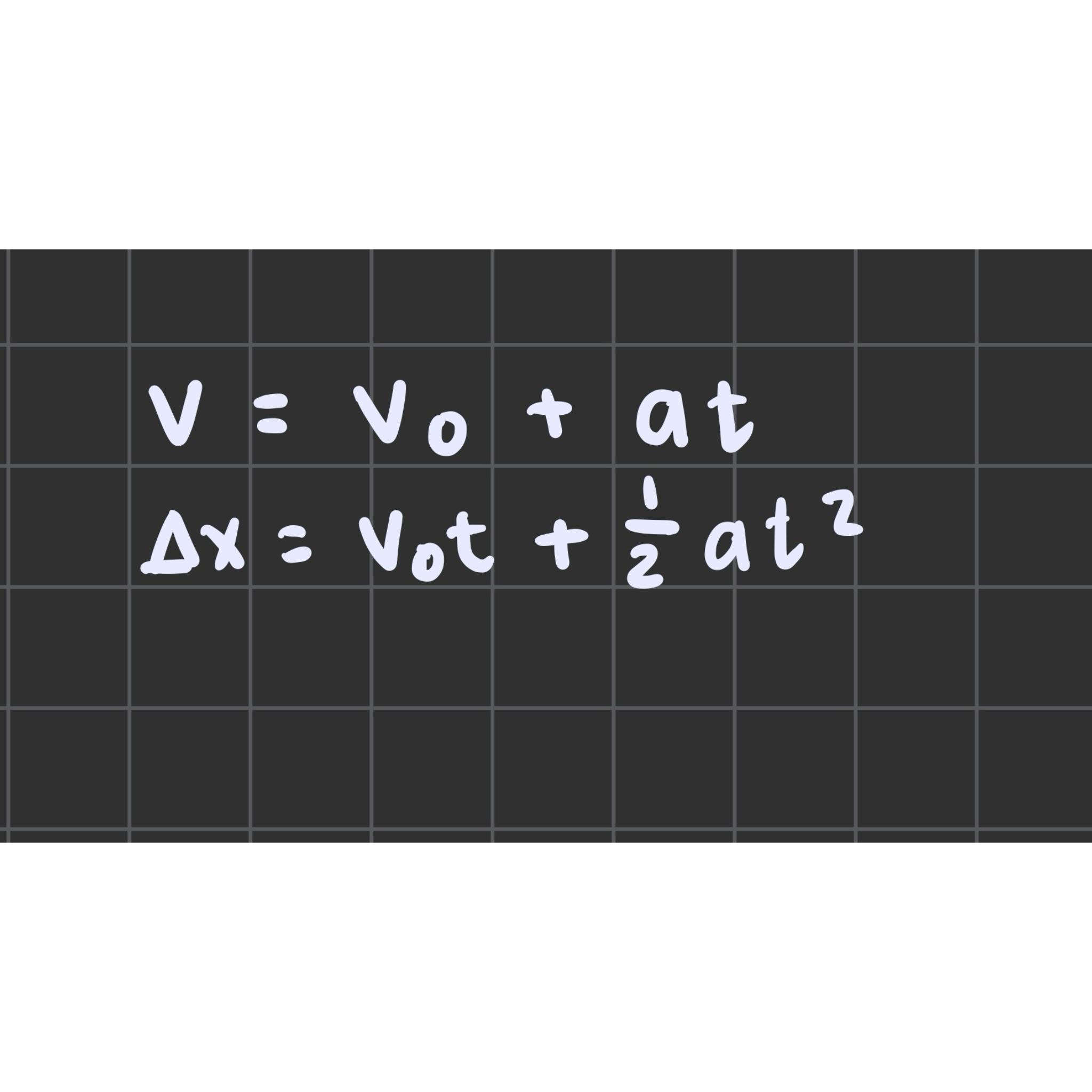 Solved v=v0+atΔx=v0t+12at2 ﻿Elimate time and then simplify | Chegg.com