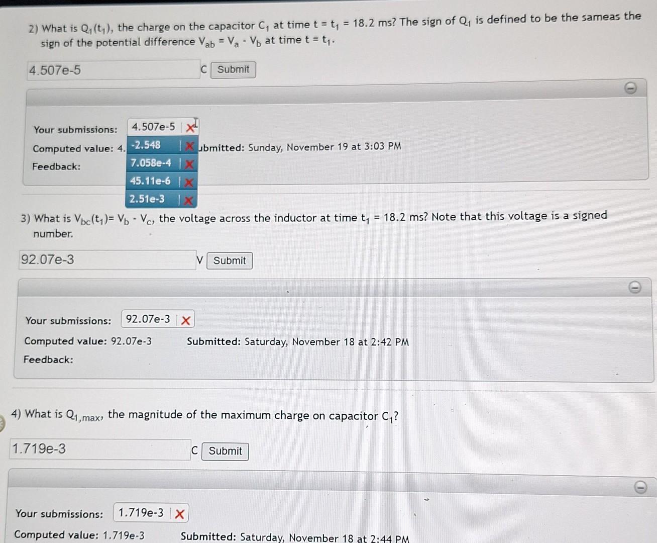 A circuit is constructed with two capacitors and an | Chegg.com
