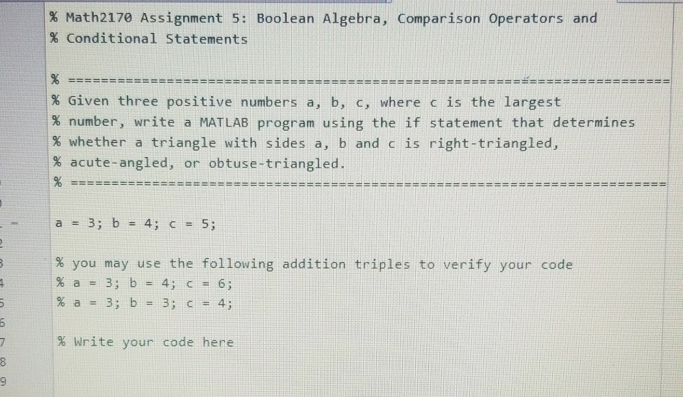 Solved % Math2170 Assignment 5: Boolean Algebra, Comparison | Chegg.com