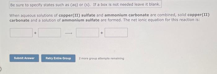 Solved When aqueous solutions of copper(II) sulfate and | Chegg.com