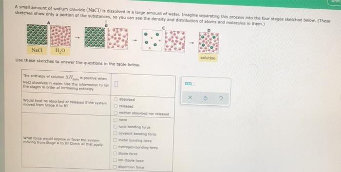 Solved A small amount of sodium chloride (NaCl) is dissolved | Chegg.com