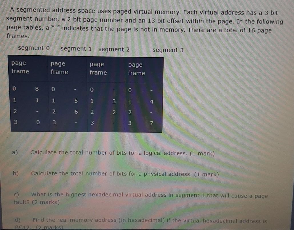 Solved A Segmented Address Space Uses Paged Virtual Memory Chegg