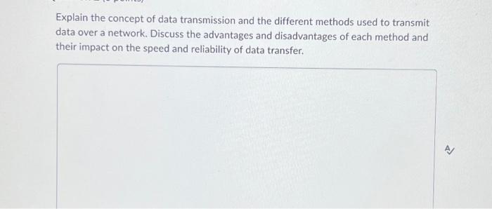Explain the concept of data transmission and the | Chegg.com