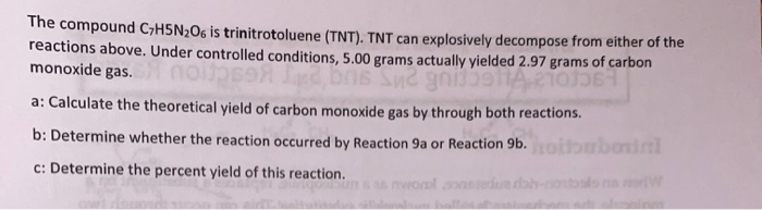 Solved The compound CyH5N206 is trinitrotoluene (TNT). TNT | Chegg.com