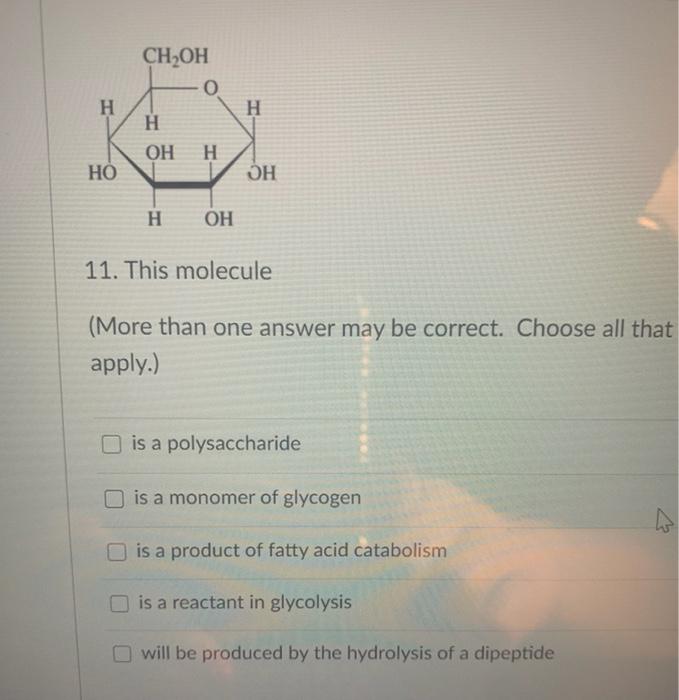 Solved CHOH O H H H OH H HO OH H OH 11. This molecule (More | Chegg.com