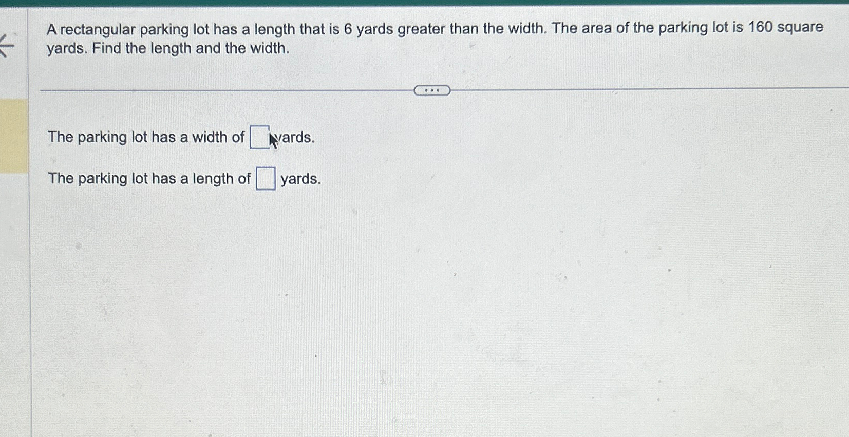 Solved A rectangular parking lot has a length that is 6 | Chegg.com