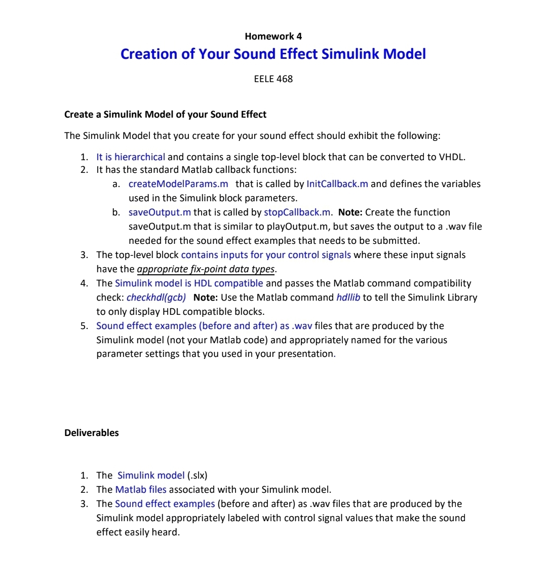 Solved Homework 4Creation of Your Sound Effect Simulink | Chegg.com