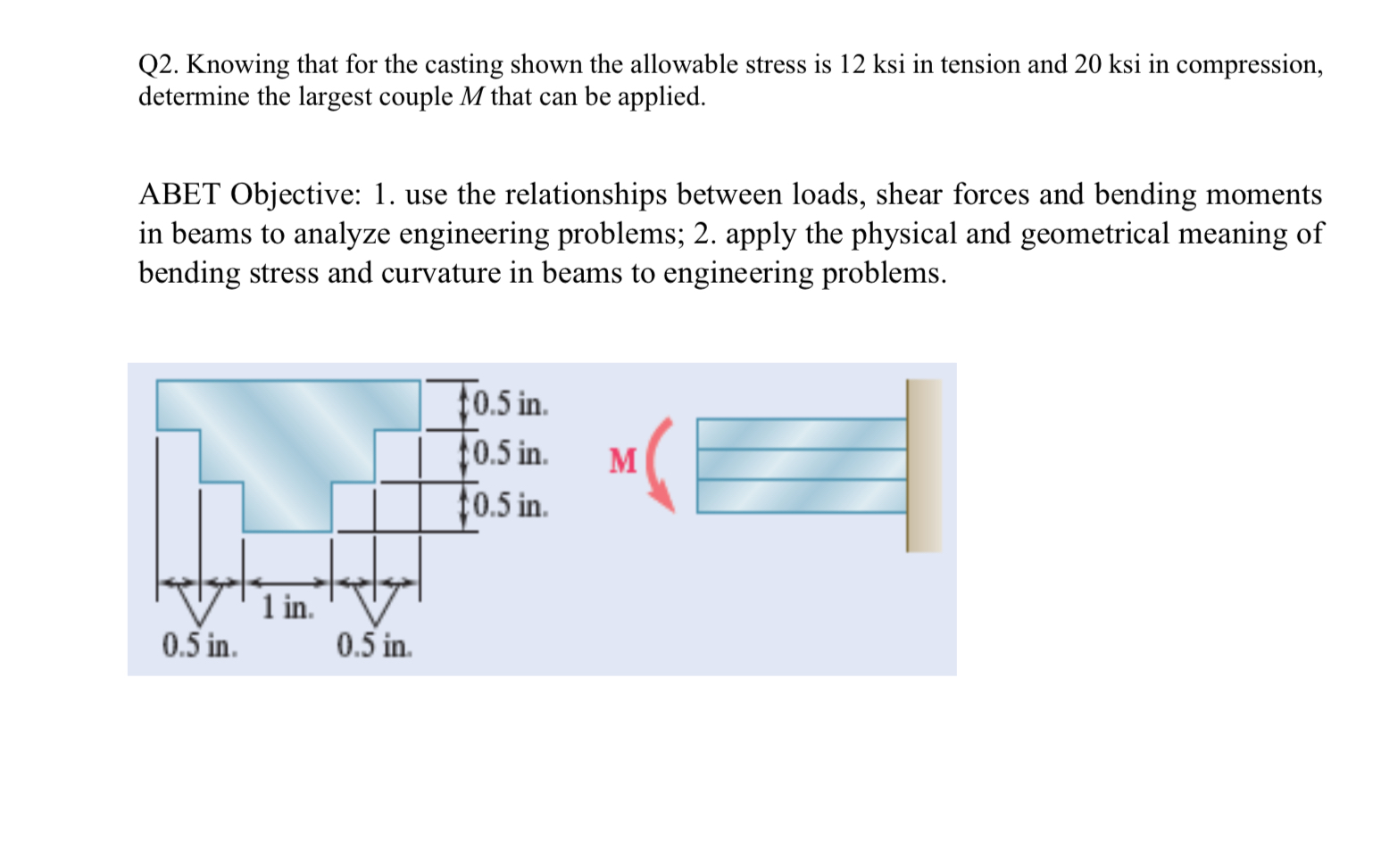 Solved Q2. ﻿Knowing that for the casting shown the allowable | Chegg.com