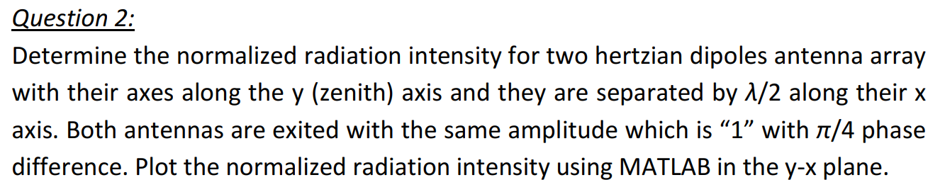Solved Determine the normalized radiation intensity for two | Chegg.com