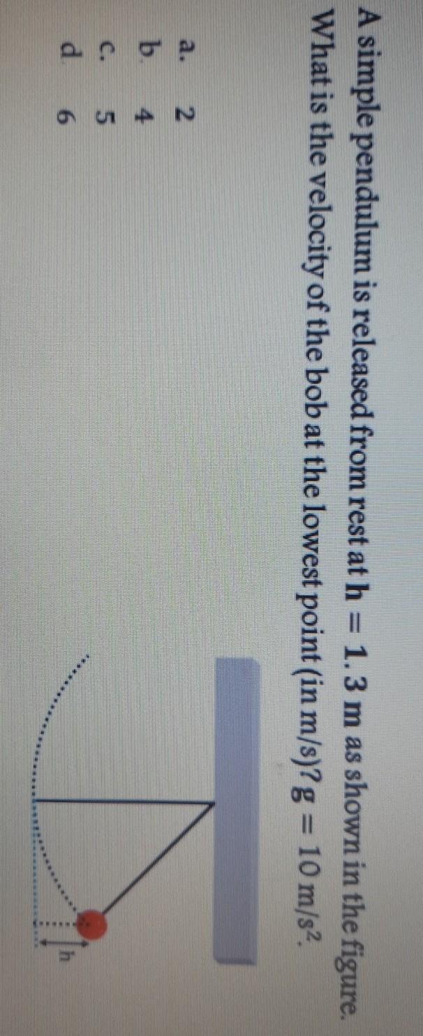 Solved A simple pendulum is released from rest at h = 1.3 m | Chegg.com