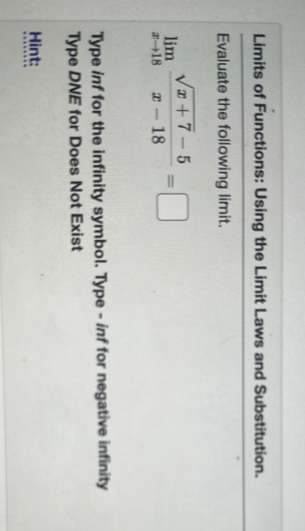 Solved Limits of Functions: Using the Limit Laws and | Chegg.com