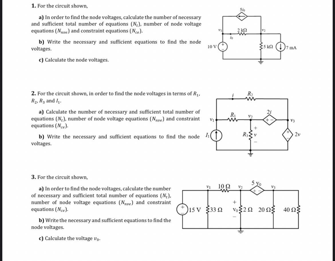 Solved For the circuit shown,a) ﻿In order to find the node | Chegg.com