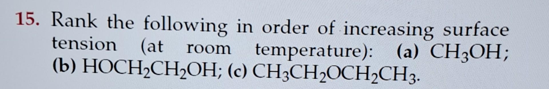 Solved 5. Rank the following in order of increasing surface | Chegg.com