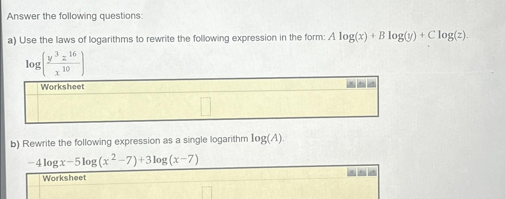Solved Answer the following questions:a) ﻿Use the laws of | Chegg.com
