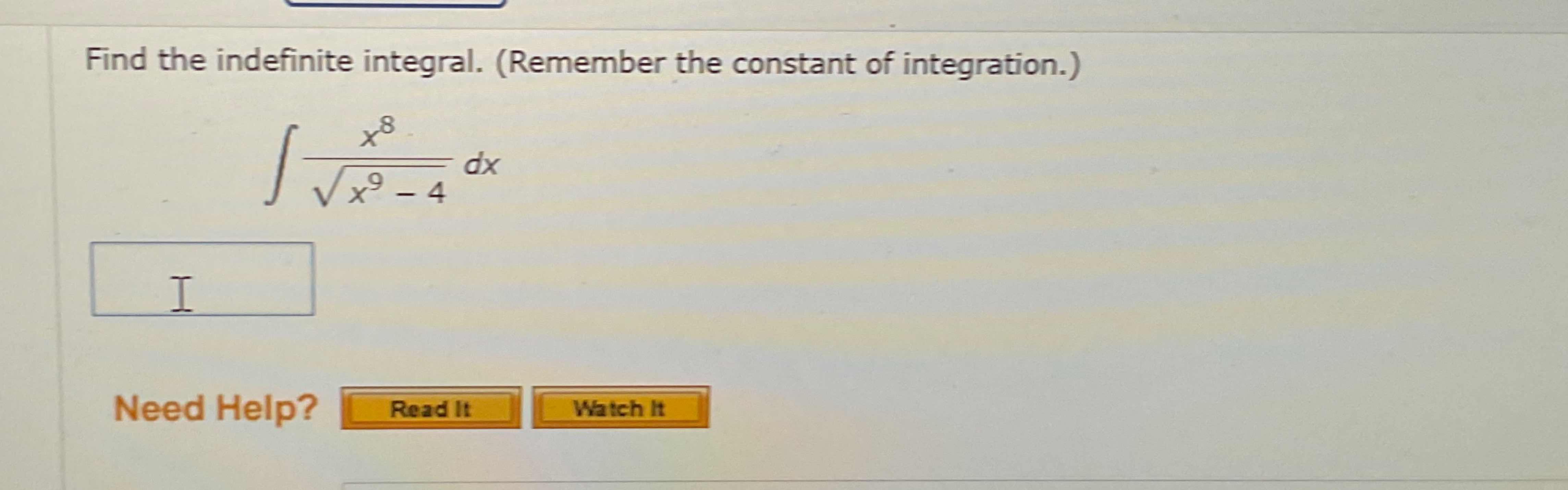 Solved Find the indefinite integral. (Remember the constant | Chegg.com