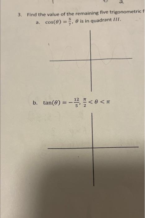 Solved 3. Find the value of the remaining five trigonometric | Chegg.com