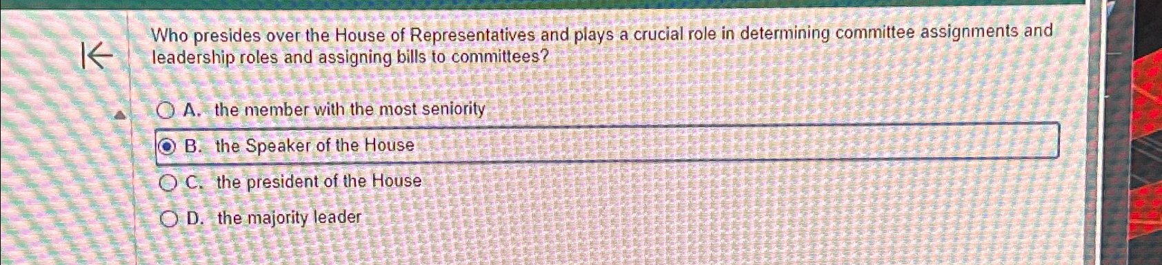 Solved Who presides over the House of Representatives and | Chegg.com