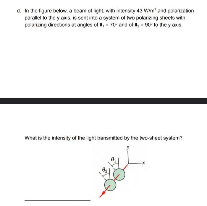 Solved d. In the figure below, a beam of light, with | Chegg.com