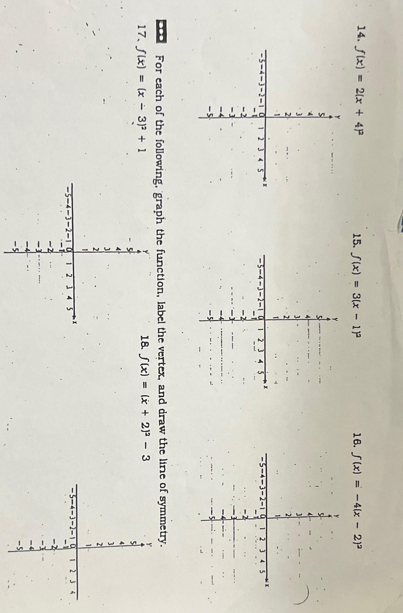 Solved f(x)=2(x+4)2f(x)=3(x-1)2f(x)=-4(x-2)2For each of the | Chegg.com