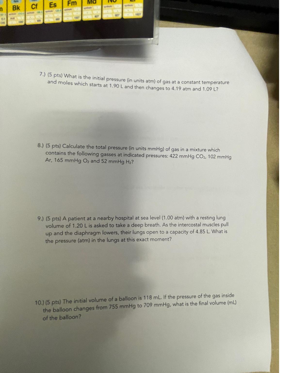 Solved 7.) (5 ﻿pts) ﻿What is the initial pressure (in units | Chegg.com