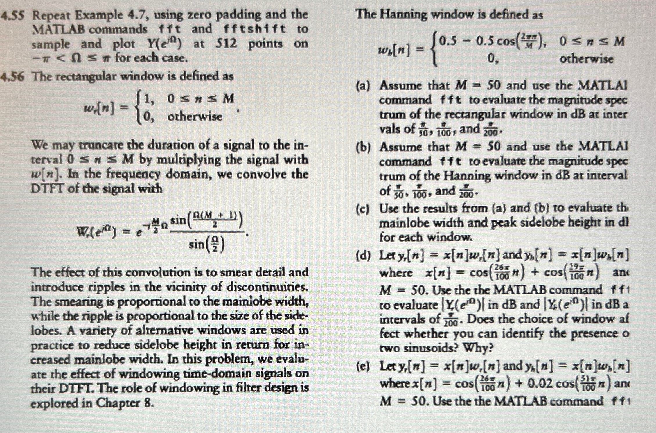 Solved 4.56 ﻿The rectangular window is defined | Chegg.com