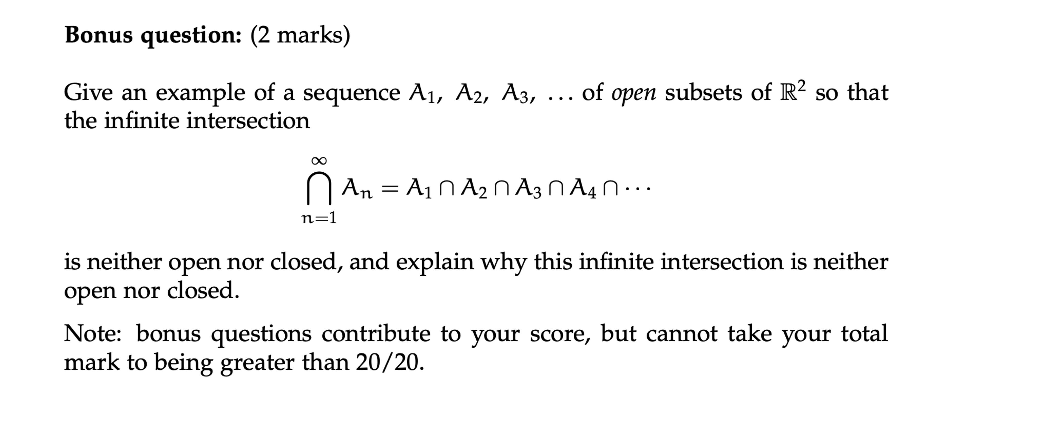 Solved Bonus question: (2 ﻿marks)Give an example of a | Chegg.com