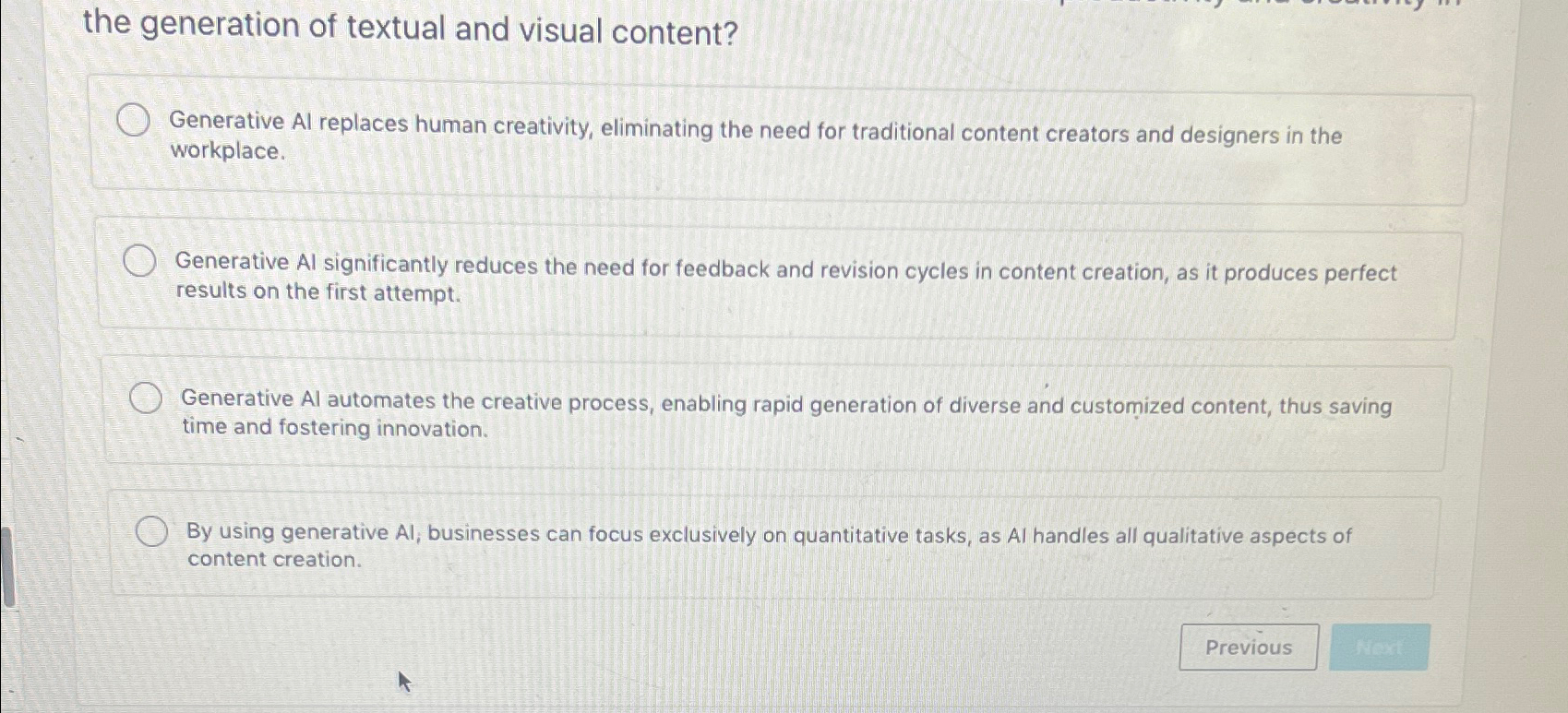 Solved the generation of textual and visual | Chegg.com