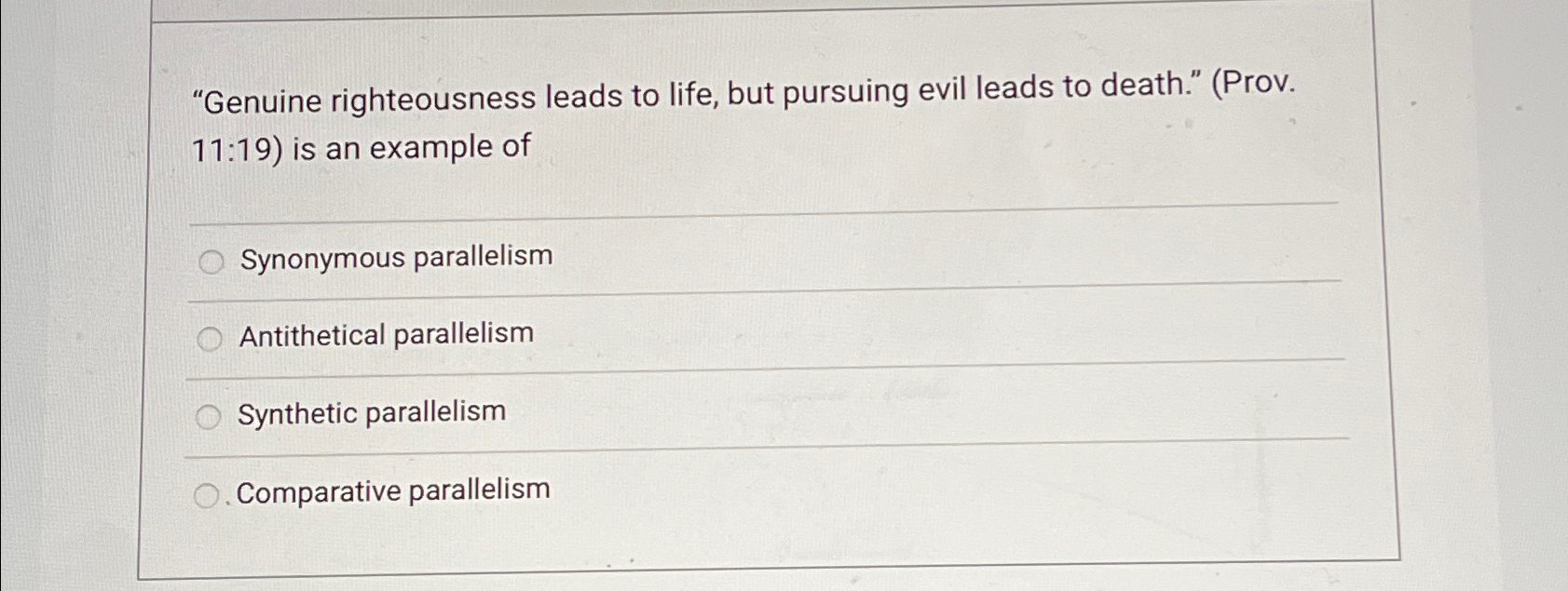 Solved "Genuine righteousness leads to life, but pursuing | Chegg.com
