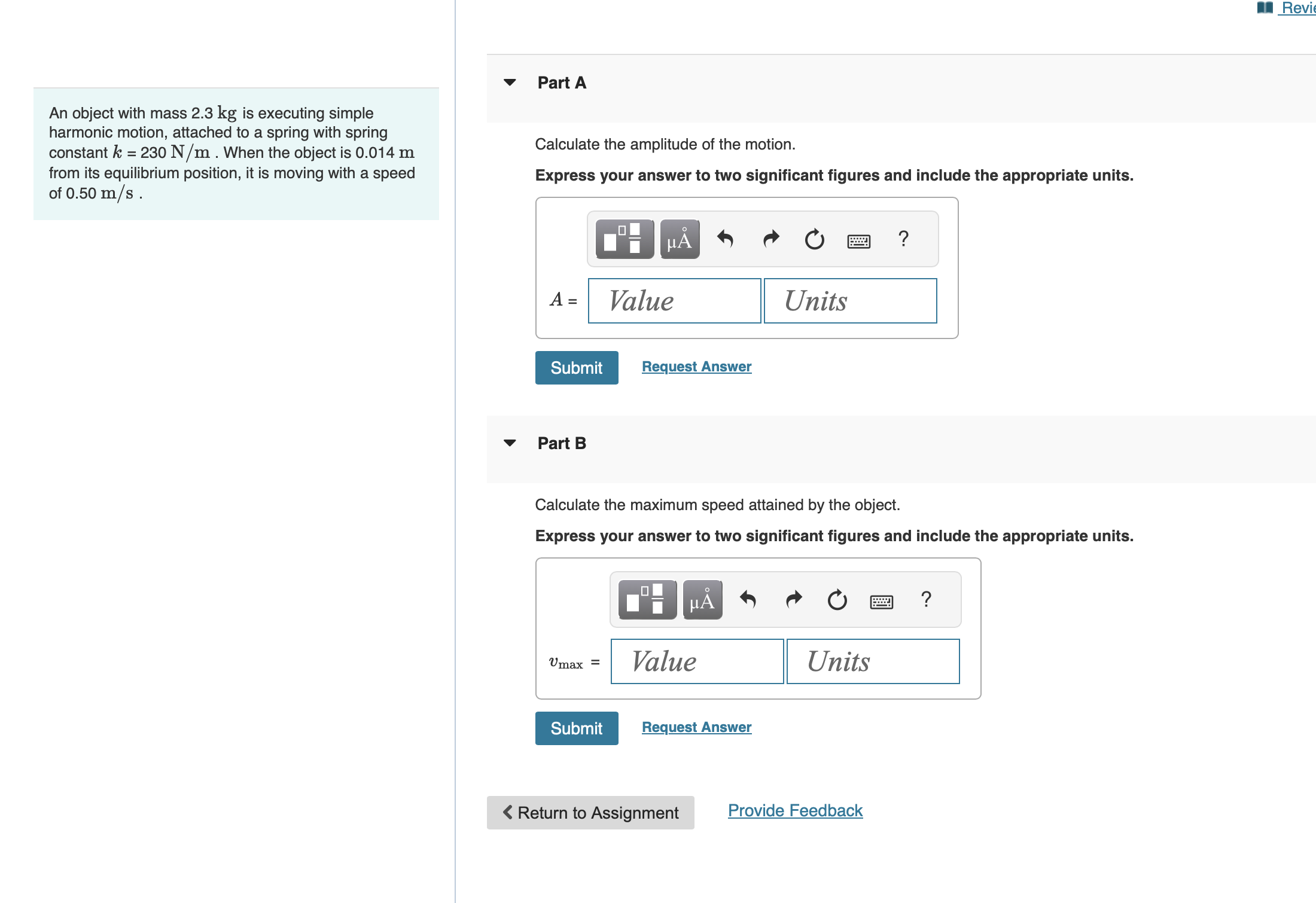 An object with mass 2.3kg ﻿is executing | Chegg.com