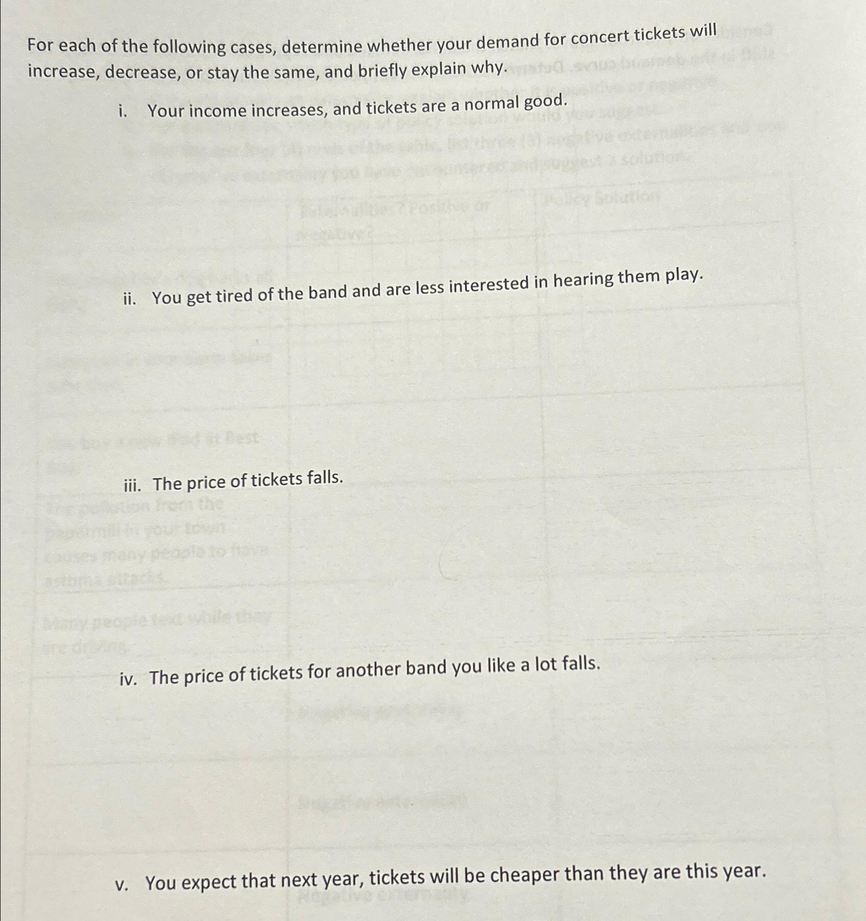 Solved For each of the following cases, determine whether | Chegg.com