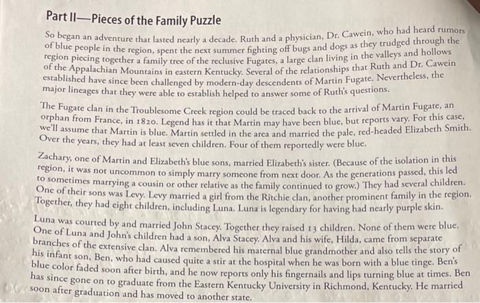 Solved 1. Construct a family tree (pedigree) from the | Chegg.com