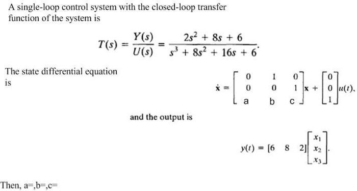 Solved Y(s) A single-loop control system with the | Chegg.com