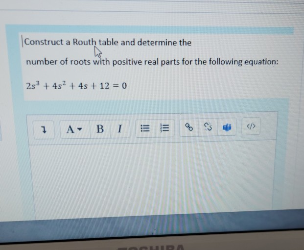 Solved | Construct a Routh table and determine the number of | Chegg.com
