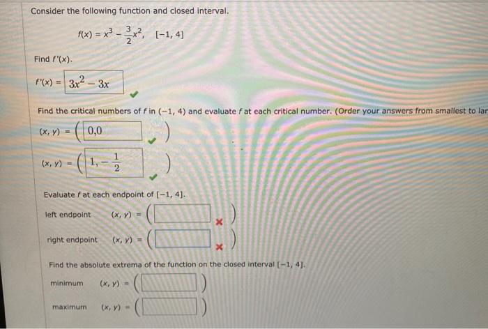 Solved Consider the following function and closed interval. | Chegg.com