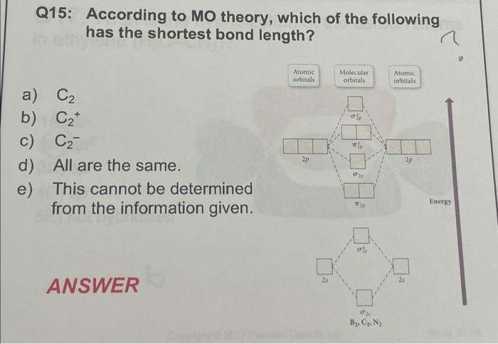 Solved Q15: According to MO theory, which of the following | Chegg.com